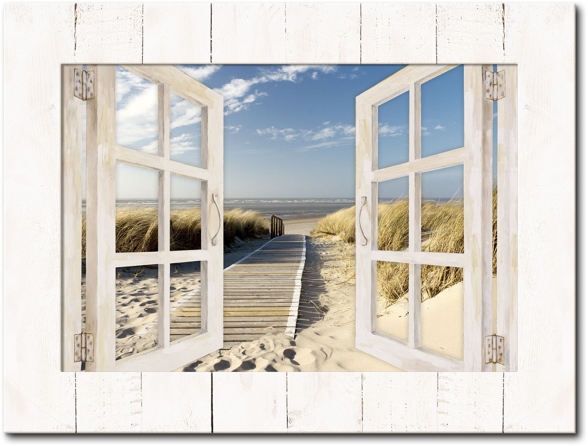 Artland Wandbild »Nordseestrand auf Langeoog - Steg«, Strand, (1 St.), 3D Optik gebogen online ...
