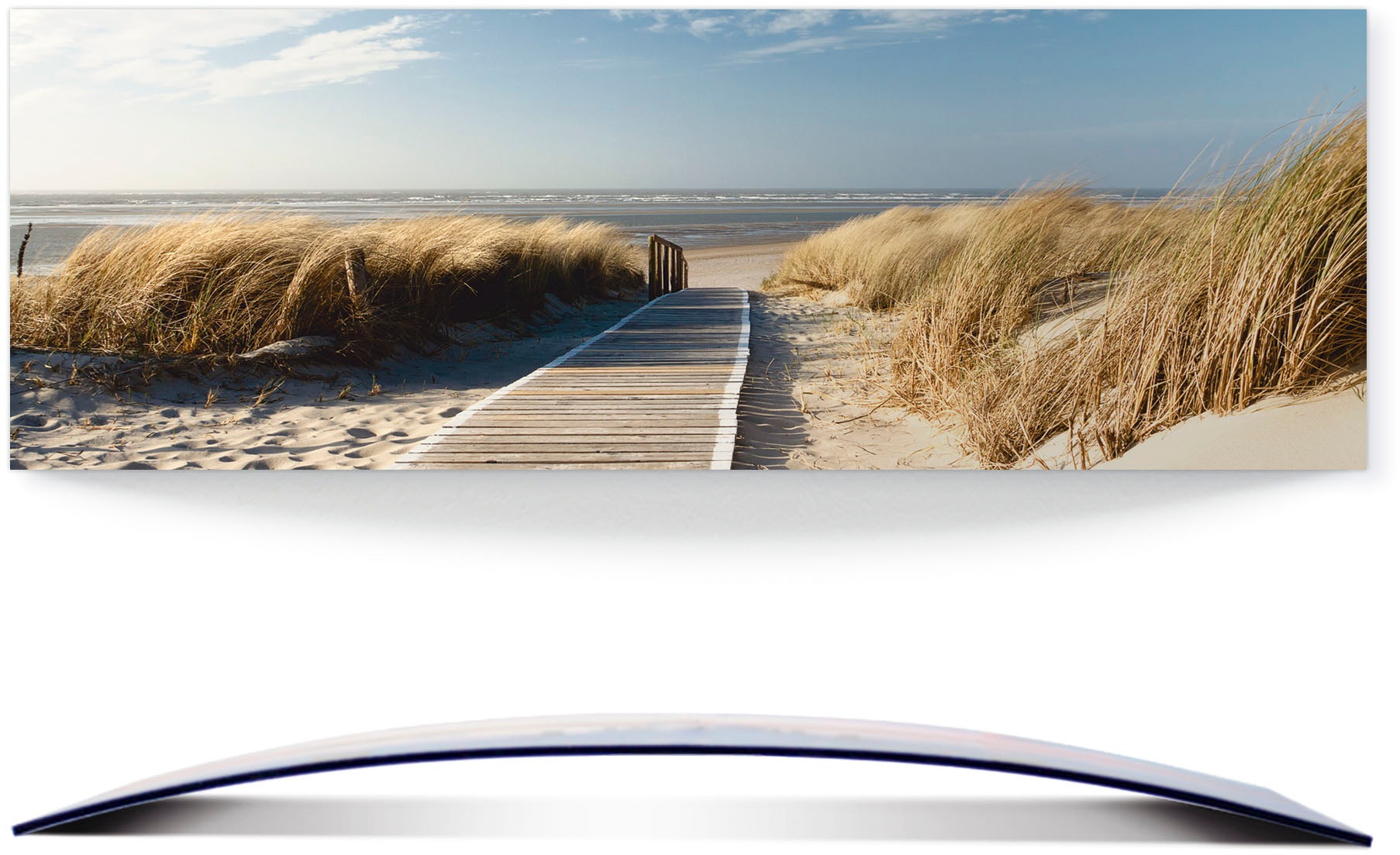 Artland Wandbild »Nordseestrand auf Langeoog - Steg«, Strand, (1 St.), 3D Optik gebogen online ...