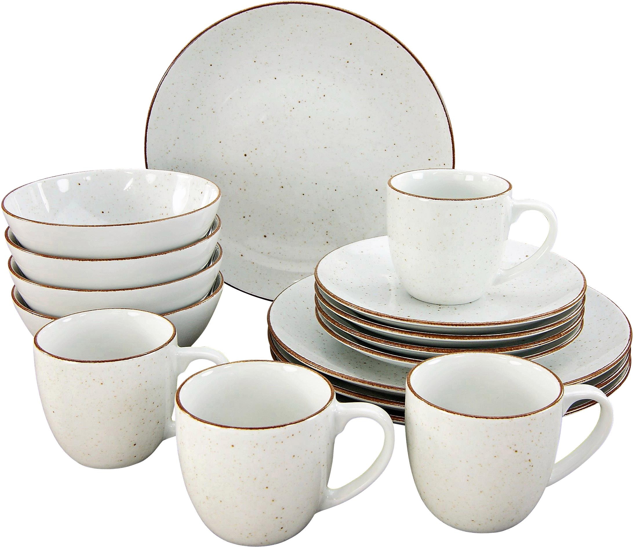 CreaTable Kombiservice »Geschirr-Set VINTAGE NATURE«, (Set, 16 tlg., Kaffeeservice und ...
